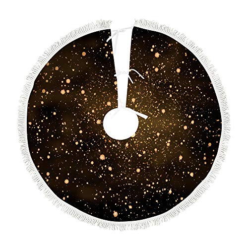 Dream Bay Christmas Tree Skirt,Golden Sparkling Christmas Tree Mat for Xmas Party Decoration 30x30 Inches