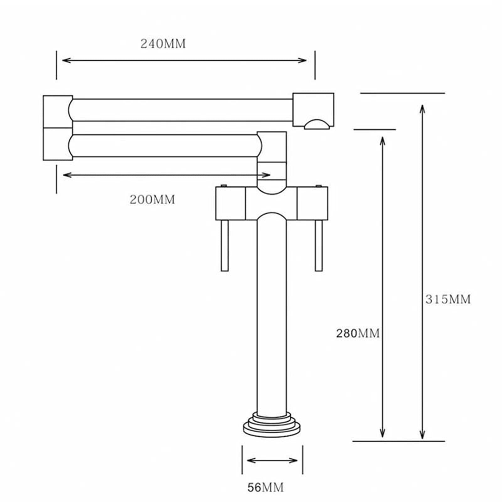 LEEOX Pot Filler Faucet, Solid Brass Kitchen Faucet, Deck Mount Kitchen Sink Faucet with Double Swing Arm, Dual Handle Hot and Cold Water Kitchen Mixer Tap,Gold (Color : Brushed Nickel)