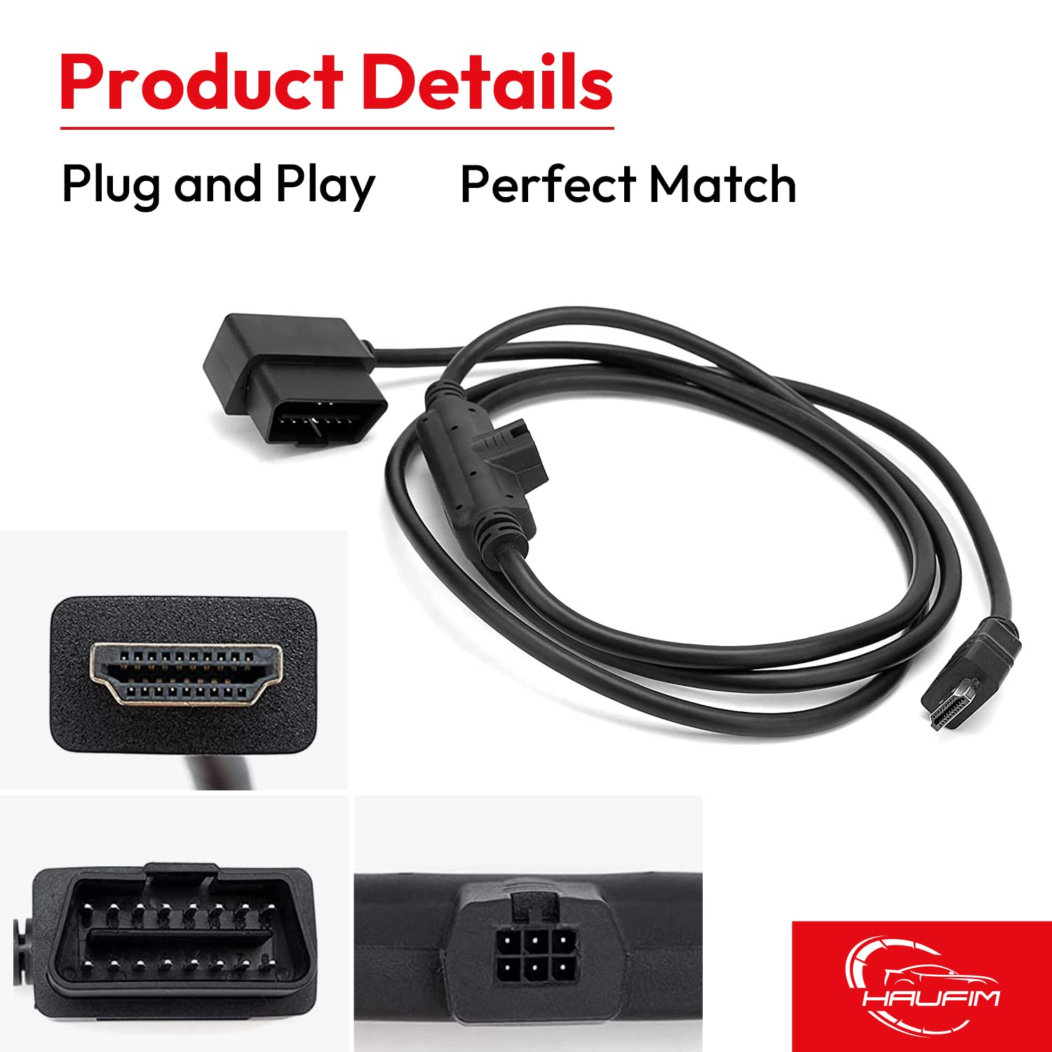 Haufim OBDII to HDMI Monitor Cable Plug for Edge CS2 CTS2 CTS3 Plug Monitor Replace#H00008000