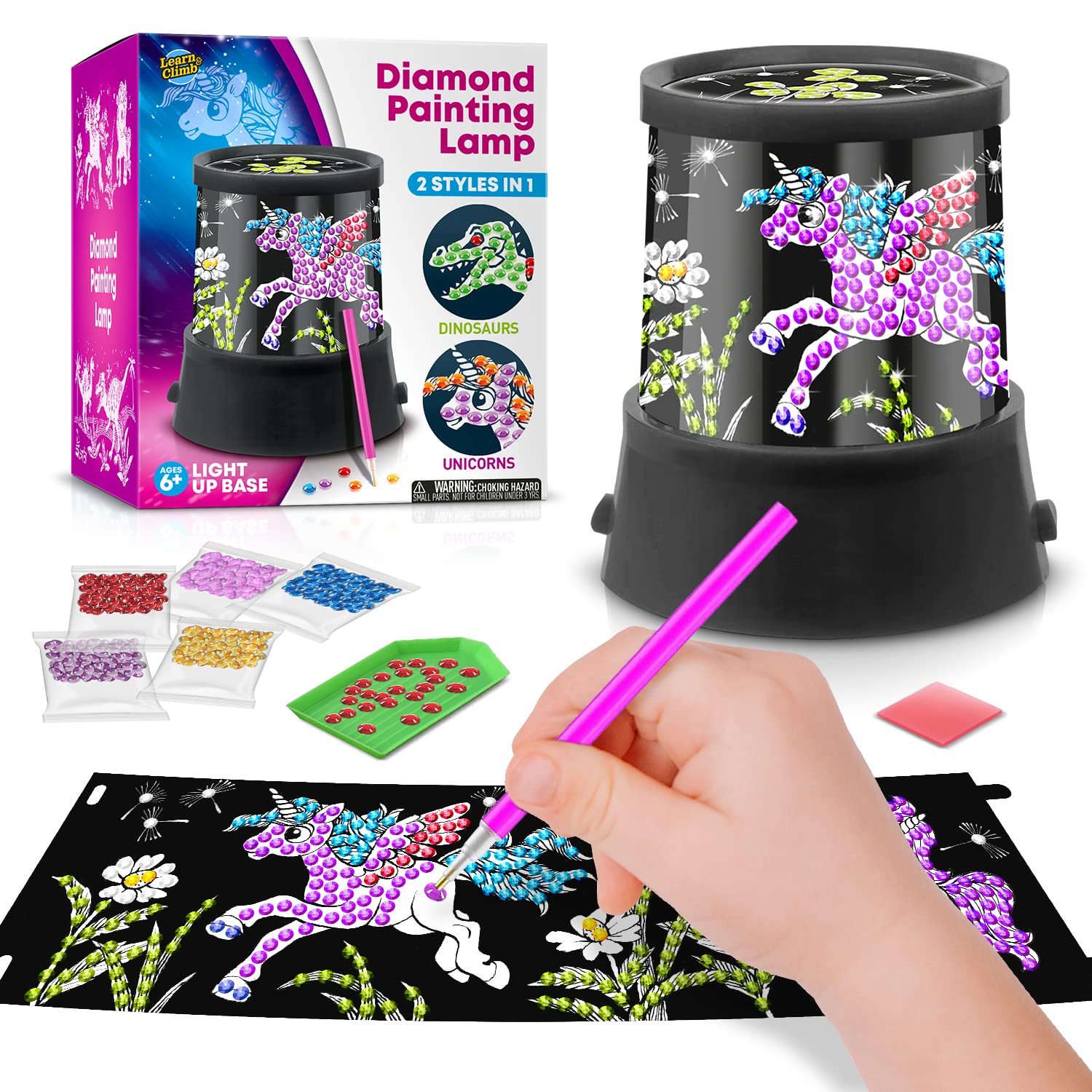 Learn & Climb Arts & Crafts Gem Art Kit for Girls Ages 8-12. Diamond Painting Gift for Girls