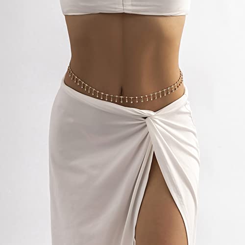 Gold Sequin Waist Chain Bikini Body Layered Belly Chain Summer Beach Body Jewelry Chain for Women
