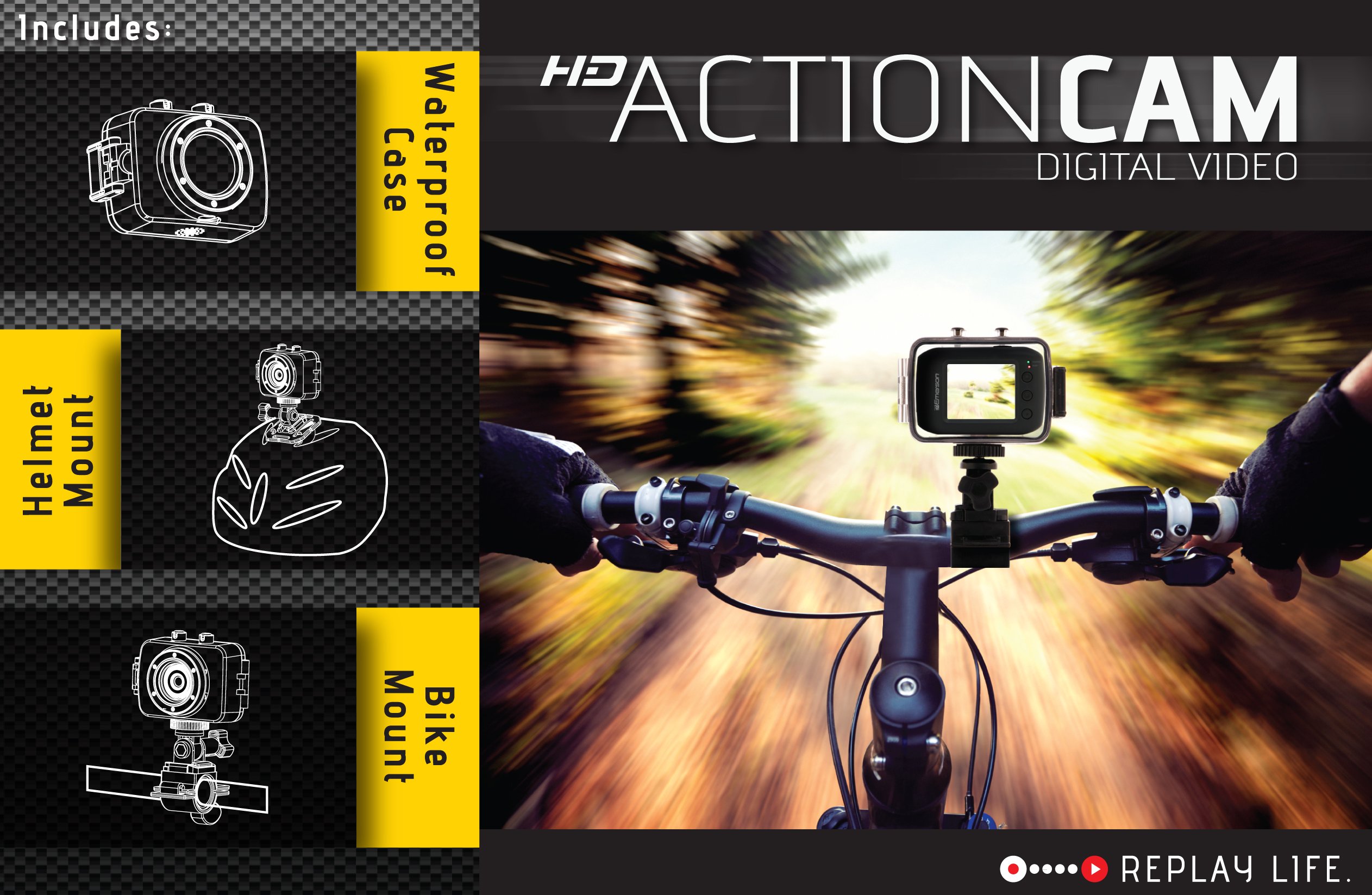 Emerson EVC355RD HD Sports Action Video Camera Kit With Waterproof Case