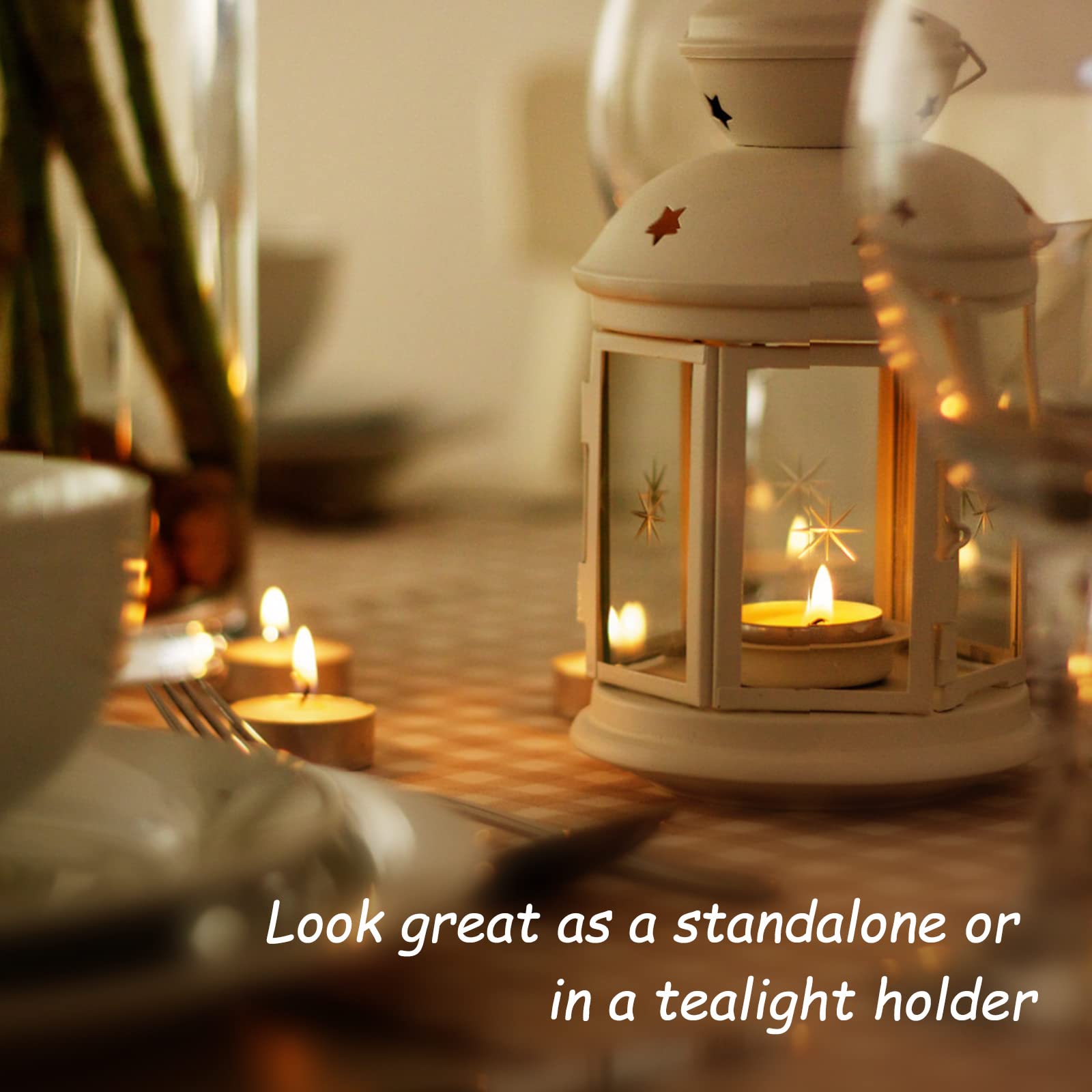 NuCandle Tea Lights Candles 50 Pack Unscented Tealight Candles Bulk for Wedding Christmas Home Decorative Outdoor Mini White Tea Lights Candle