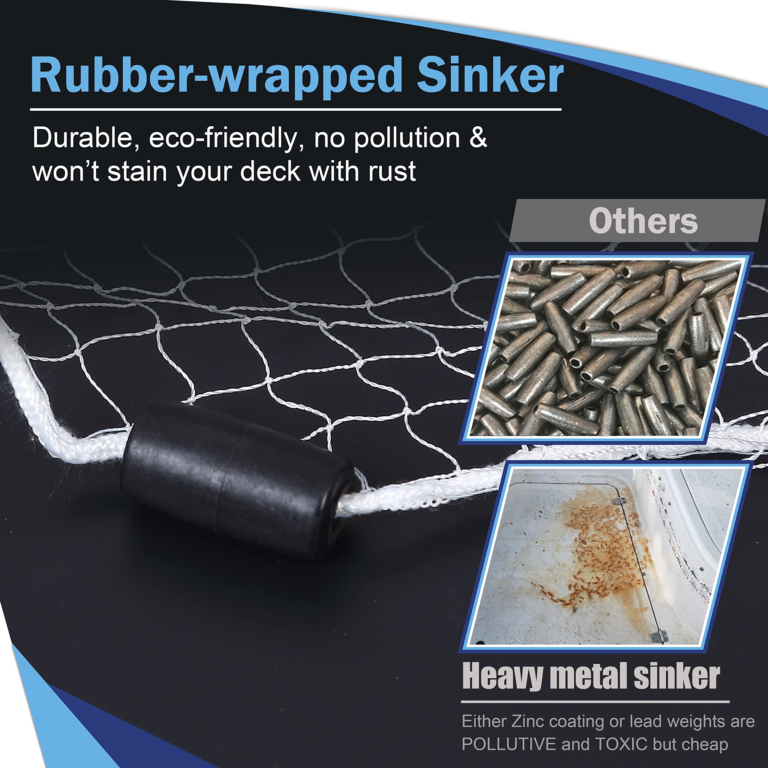 Fishing Net, American Cast Nets for Fishing, AKELLYTH 1/2" mesh, 6 ft,1 lb/ft Fishing Nets for Saltwater & Freshwater with Coated Sinkers. Offering Size: 4-6-8 Radius ft