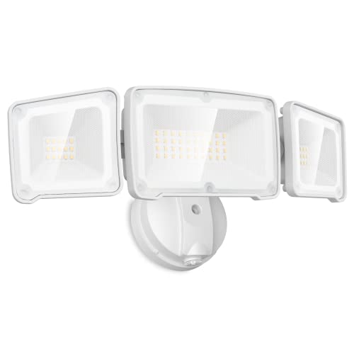 LEPOWER 3500LM Dusk to Dawn Flood Light Outdoor,35W LED Flood Light, Outdoor Security Lights with Photocell, 3200K, IP65 Waterproof, 3 Head, Exterior Flood Lights for Garden, Garage, House, Backyard