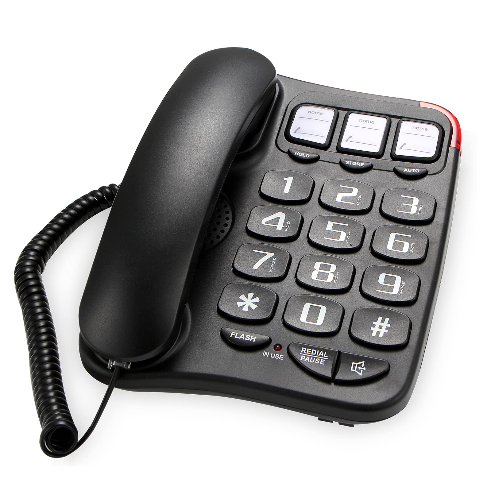 Large Button Phone for Seniors, Amplified Corded Phone with Speakerphone for Elderly Home Landline Phones, No Need to use Batteries,with Loud Ringer, One-Touch Dialing…