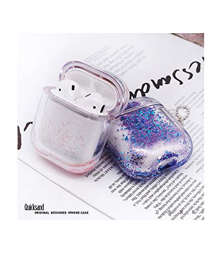 JIATAY Airpods 3 Case Cover, Cute Liquid Quicksand Hard Shell Protective Case with Keychain for Airpods 3rd Generation Case (Airpods 3, Purple)