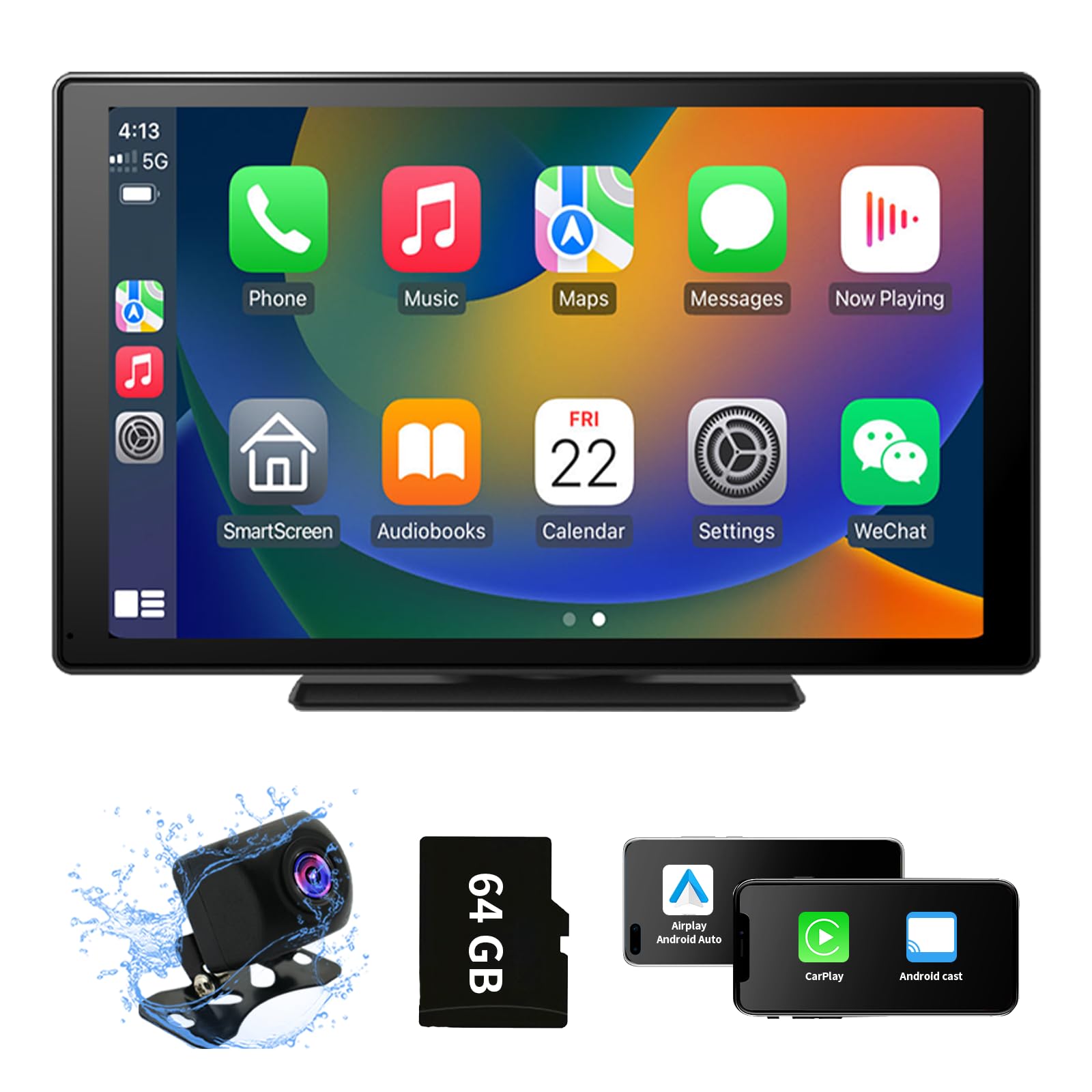 ELEFOCUS 9 inch Portable Car Stereo (Black)