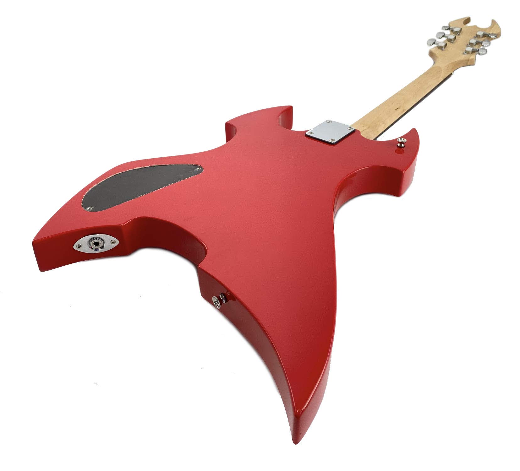 Full Size Right Handed Heavy Metal Style Electric 6 String Guitar, Solid Wood Body and Bolt on Neck, Cable and Allen Wrench, Color: Deep Red