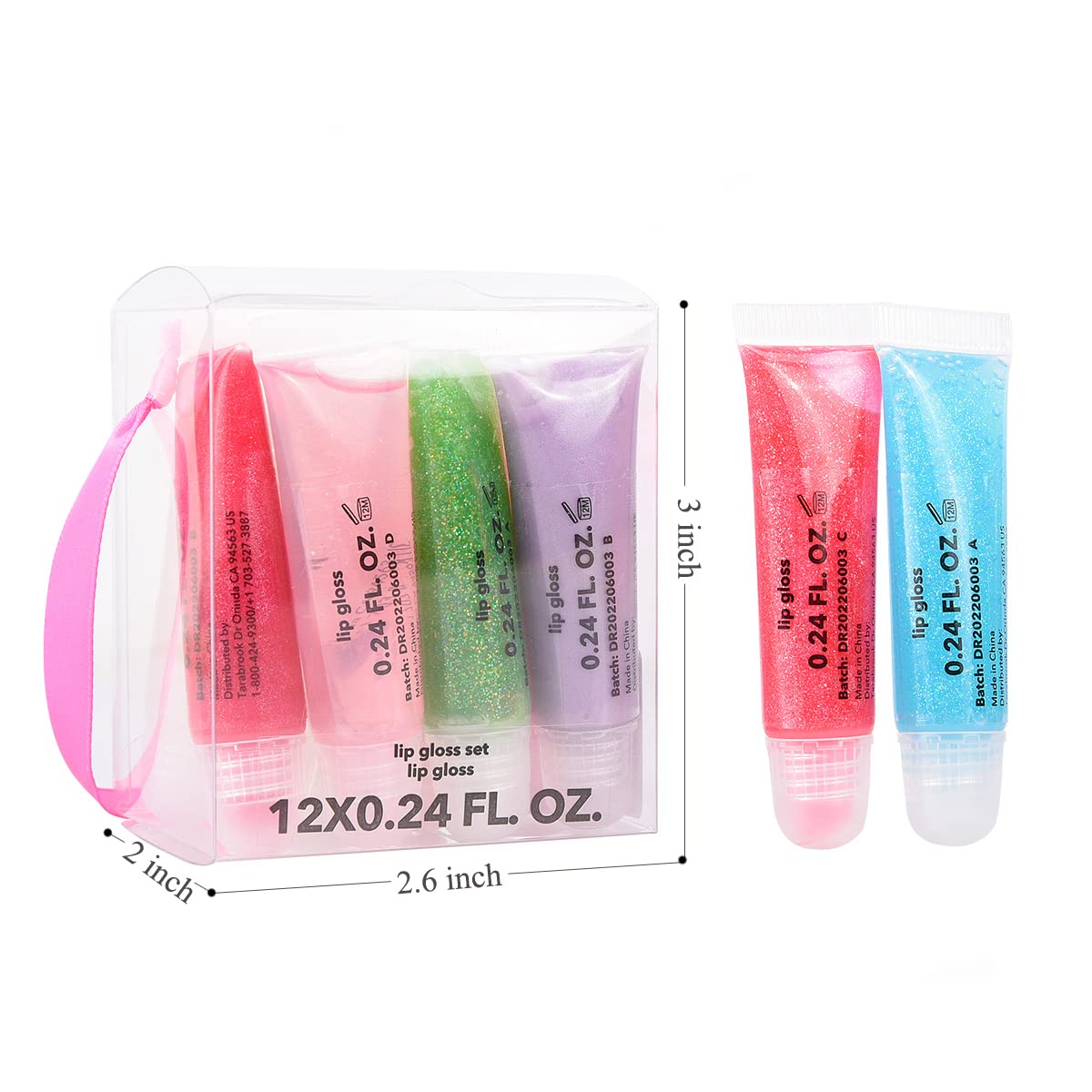 iBi Makeup 12 Pcs Lip Glosses for Girls, Abssorted Fruity Flavors Moisturizing Shimmer Glitter Glossy Lip Gloss Lip Care Set for Kids and Teens Ages 5+
