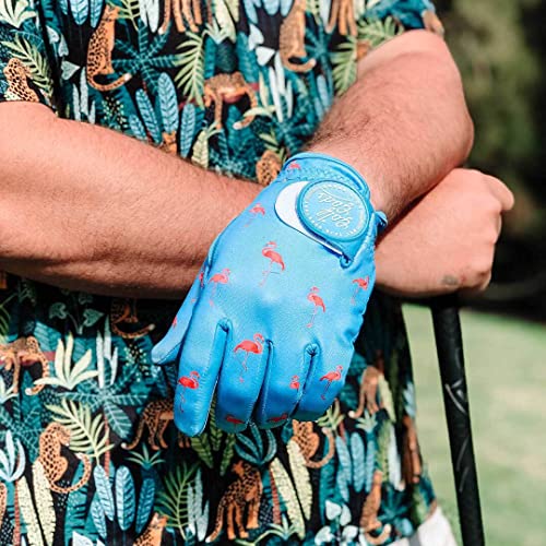 Golf Gods - Golf Glove Flamingo's Large - Left, Blue,Pink