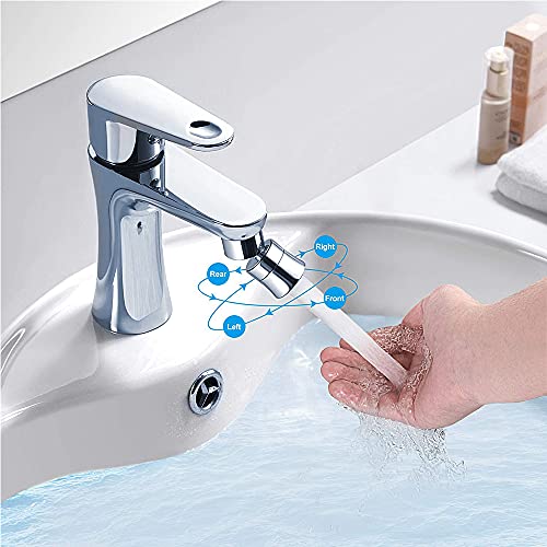 Kitchen Sink Faucet Aerator 360° Swivel 2 Spray Function Soft Bubble Stream/Strong Sprayer Faucet Tap Aerator Replacement Chrome 1.8GPM Flow Rate 15/16-27UNS-2A- Male Thread(One Piece)