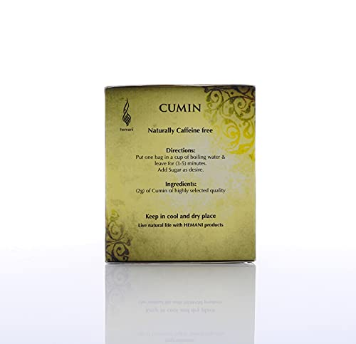 HEMANI Cumin Herbal Tea - 45g - 20 Tea Bags - 100% Herbal & Natural - Aromatic - Warm taste - Best for Soothing Stomach