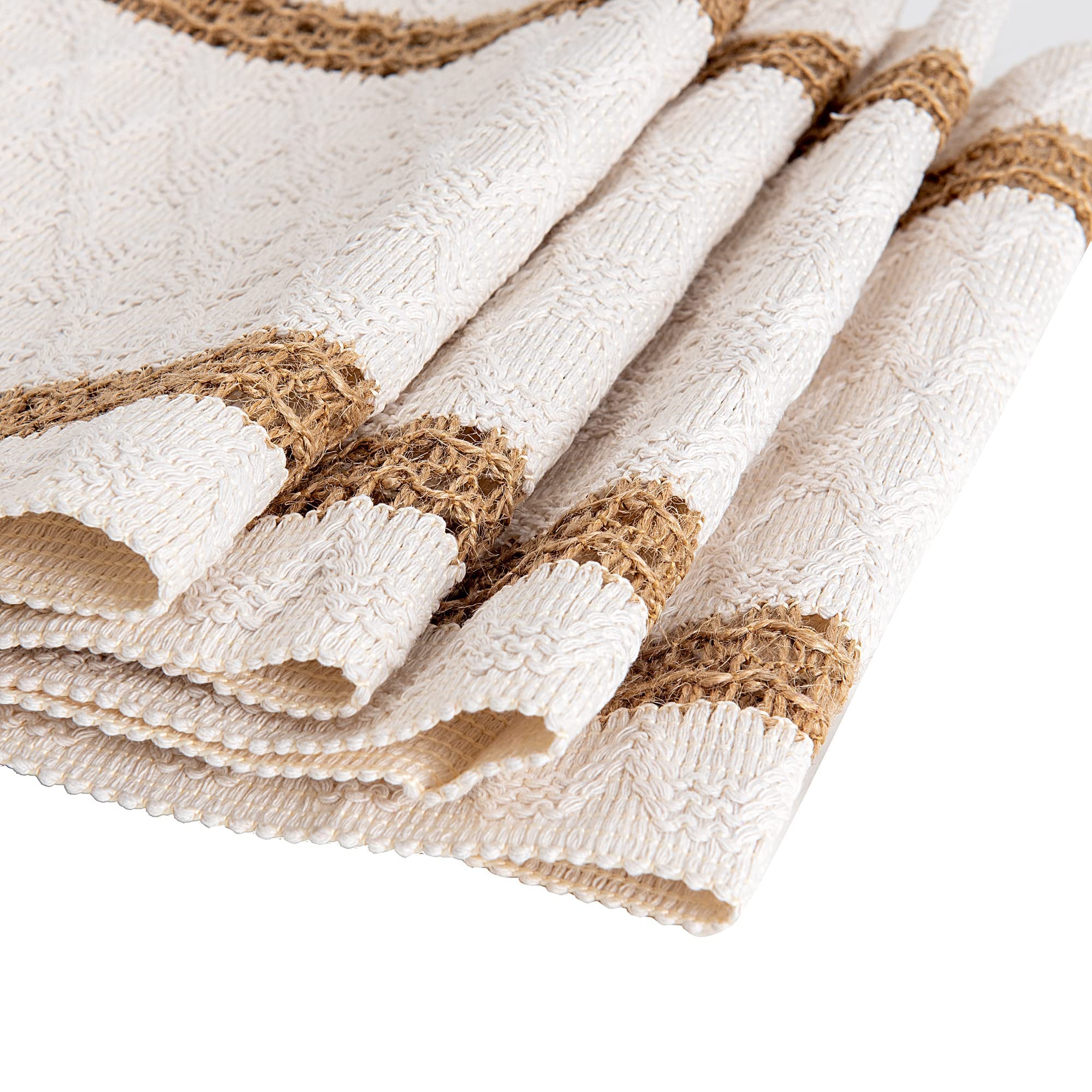 Eiyye Cotton Macrame Placemats Woven Placemats Rustic Jute Placemat Tassels Beige Boho Placemats Rectangular Placemats Linen Dining Table Mats 4-Pieces, 12x18 inches (Beige)