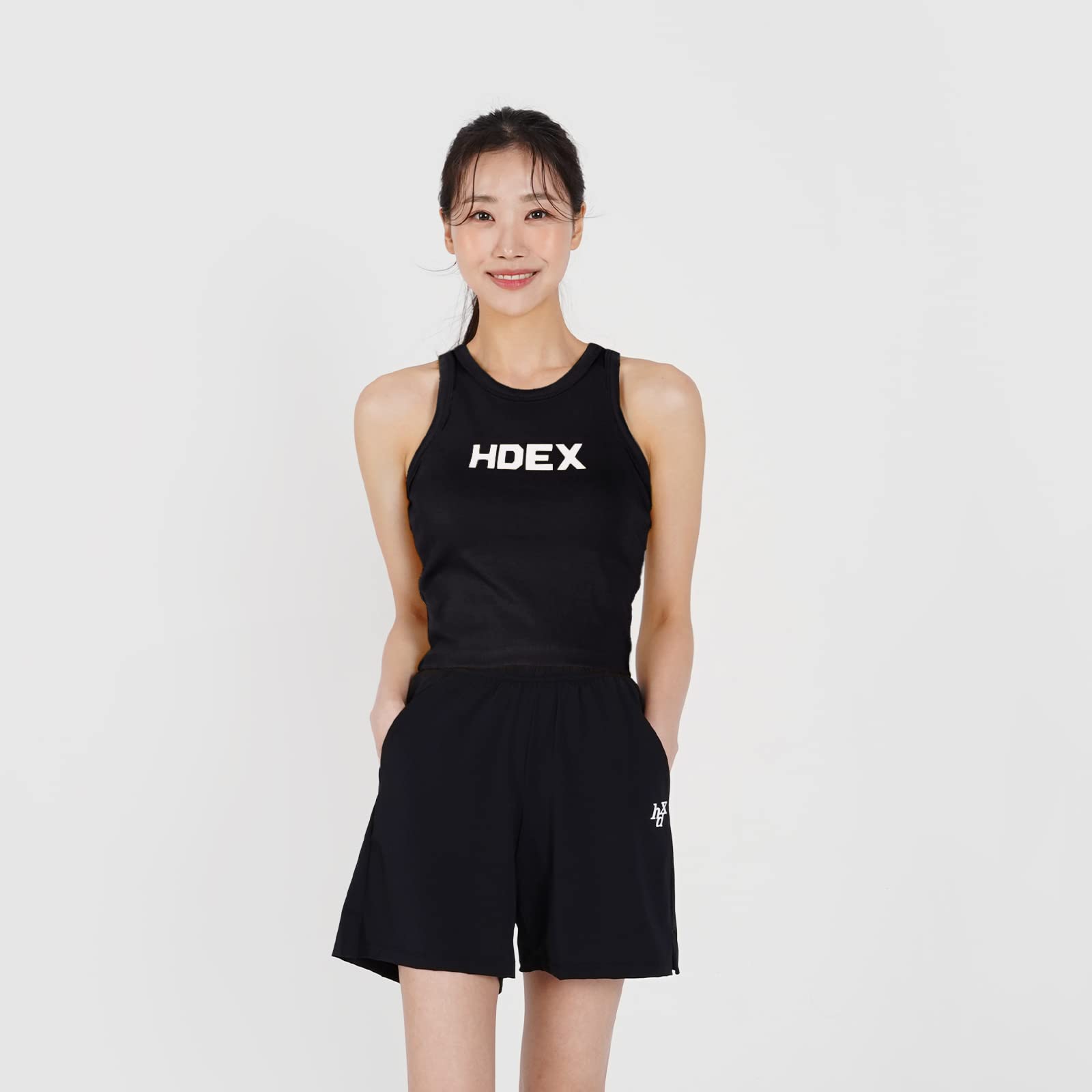 HDEX Women’s Main Logo Crop Tank Tops Workout Gym Basic Sleeveless Vest (Black/White/Light Pink/Mustard Yellow/Light Blue)