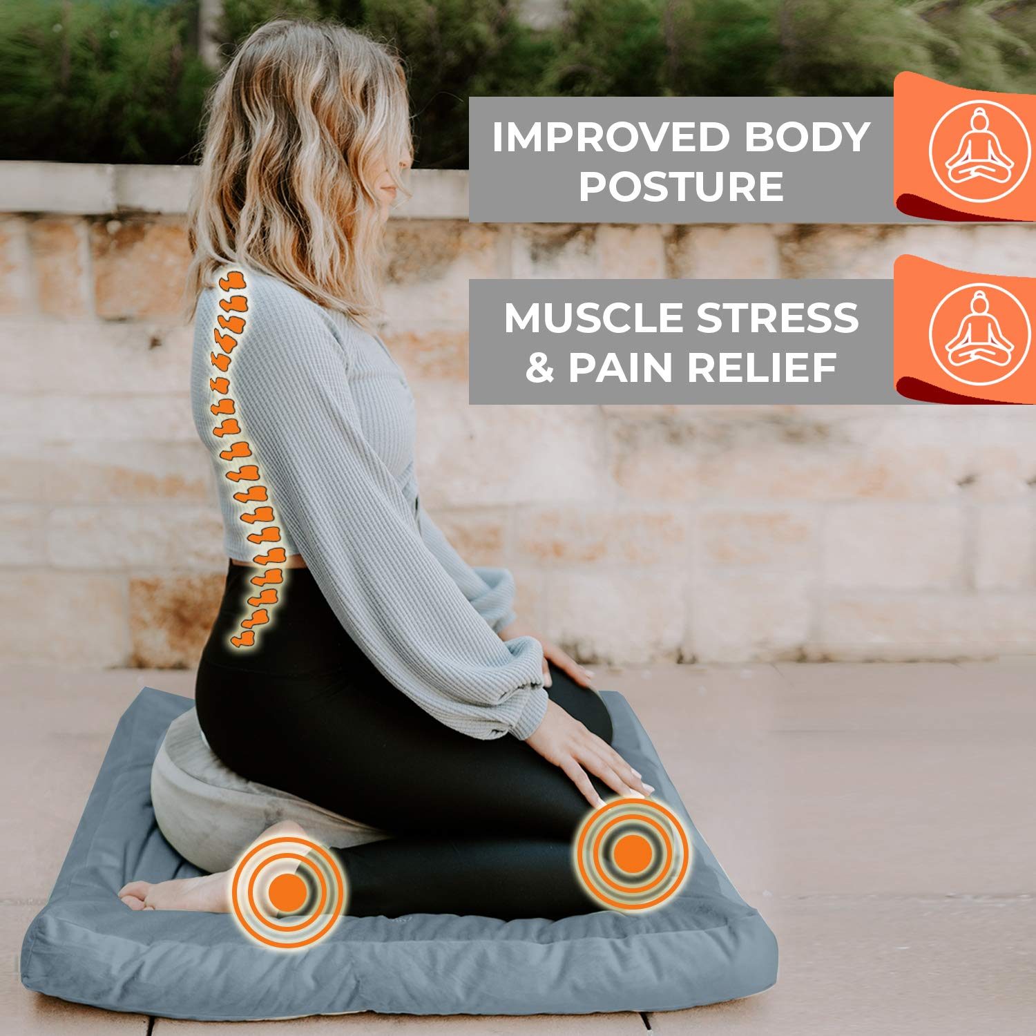 Florensi Yoga & Meditation Bundle | Ocean Abyss Zabuton Meditation Mat & Yoga Wheel 3 Pack