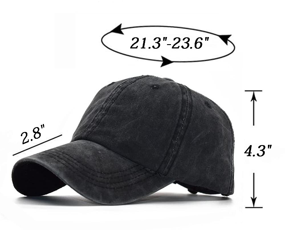 Eohak Ponytail Baseball Hat Distressed Retro Washed Womens Twill