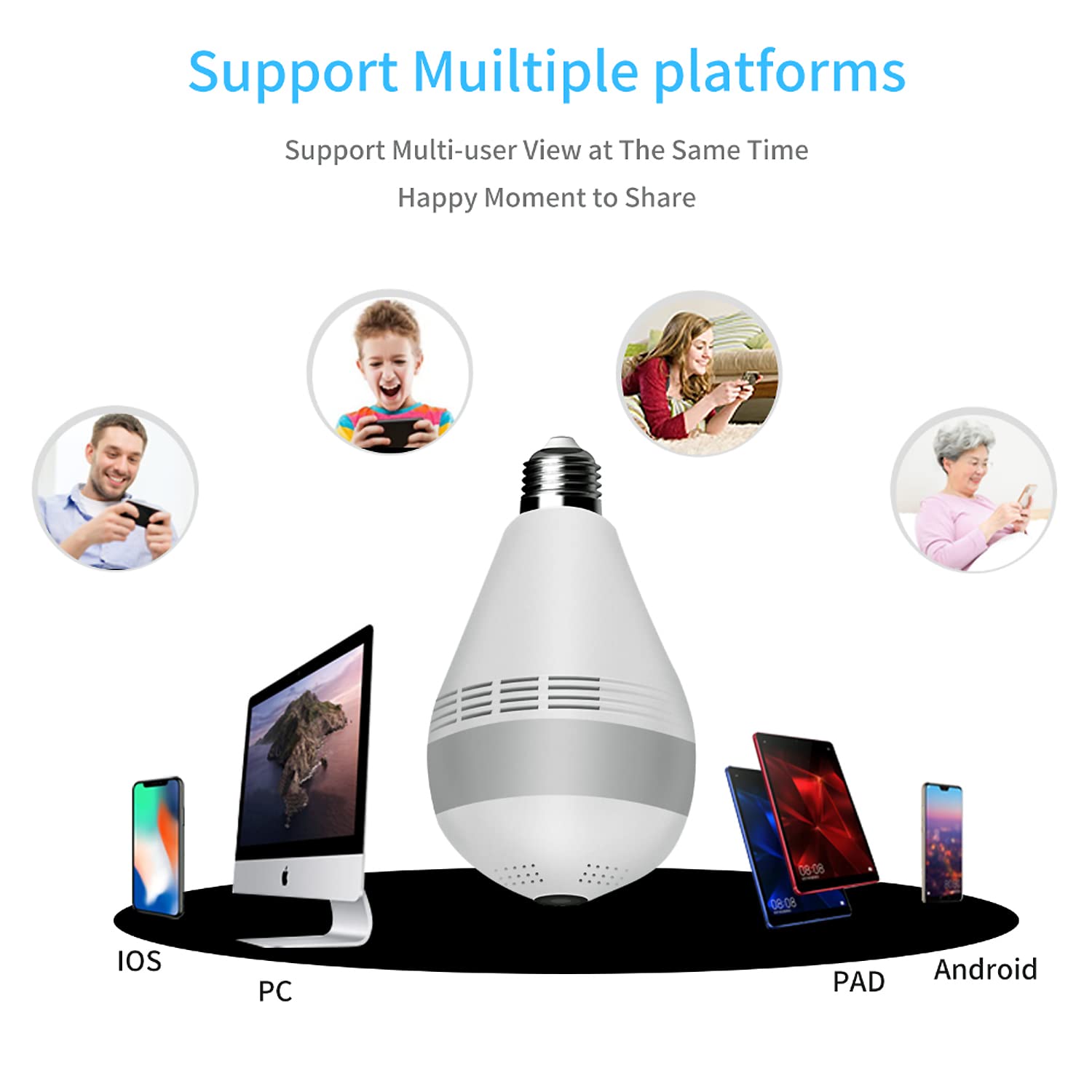 WiFi Bulb Camera 360 Degree Panoramic, COSULAN Security Camera Light, 960P HD Surveillance Light Camera with Motion Detection/Foodlight Night Vision/Cloud & SD Card Storage/Alert events/V380 APP&PC/C9