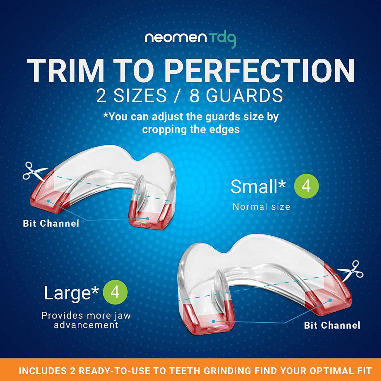 Mouth Guard for Grinding Teeth, New Mouth Guard for Cleaning Teeth, Dental Guard for Bruxism & Teeth Clenching, Mouth Guard at Nighttime, 2 Size, 8 Pack