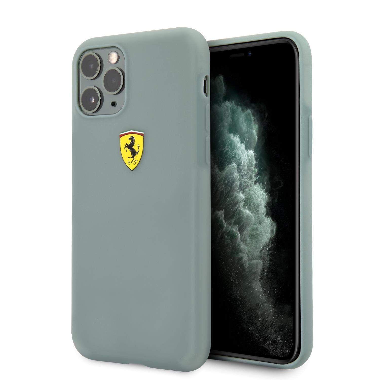 Ferrari Phone Case for iPhone 11 Pro in Green on Track, Silicone Smooth & Anti-Scratch Protective Case with Easy Snap-on, Shock Absorption & Signature Logo