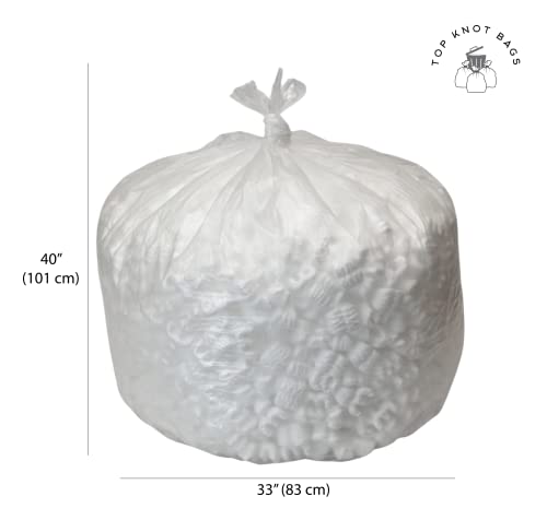 Top Knot Bags 33 Gallon Garbage Trash Bag 33X40" Clear 150 Count Can Liner Bulk 30 Gallon 31 Gallon 32 Gallon 34 Gallon 35 Gallon Made in USA
