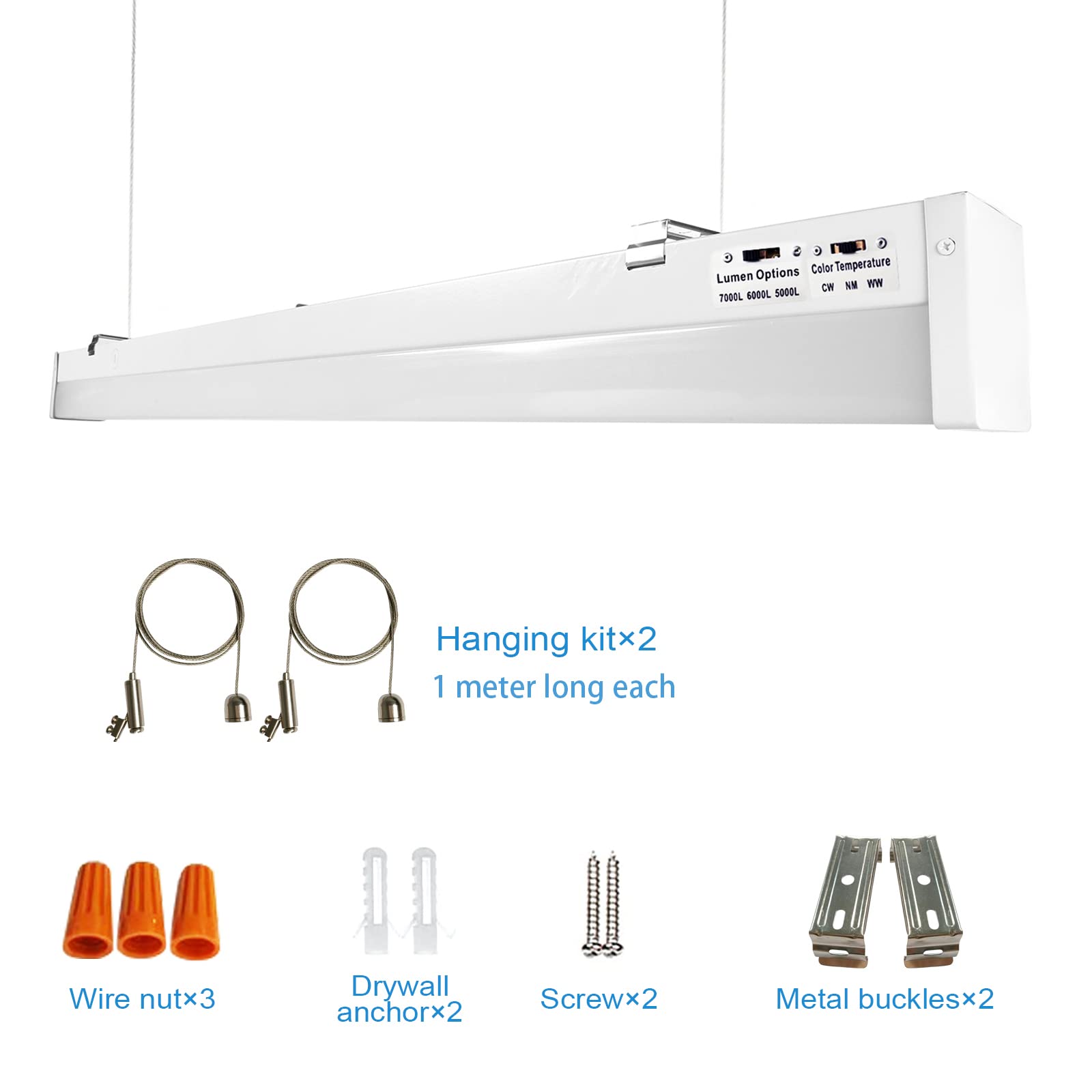 Led Shop Light 4f,Led Ceiling Strip Light Fixture with 3 Wattages/3 Lumens/3 CCT Selectable,4 Foot Led Lights LED Wrap Light Fixtures Ceiling Mount/Hanging Garage Lights/Office Ceiling Light,1Pack