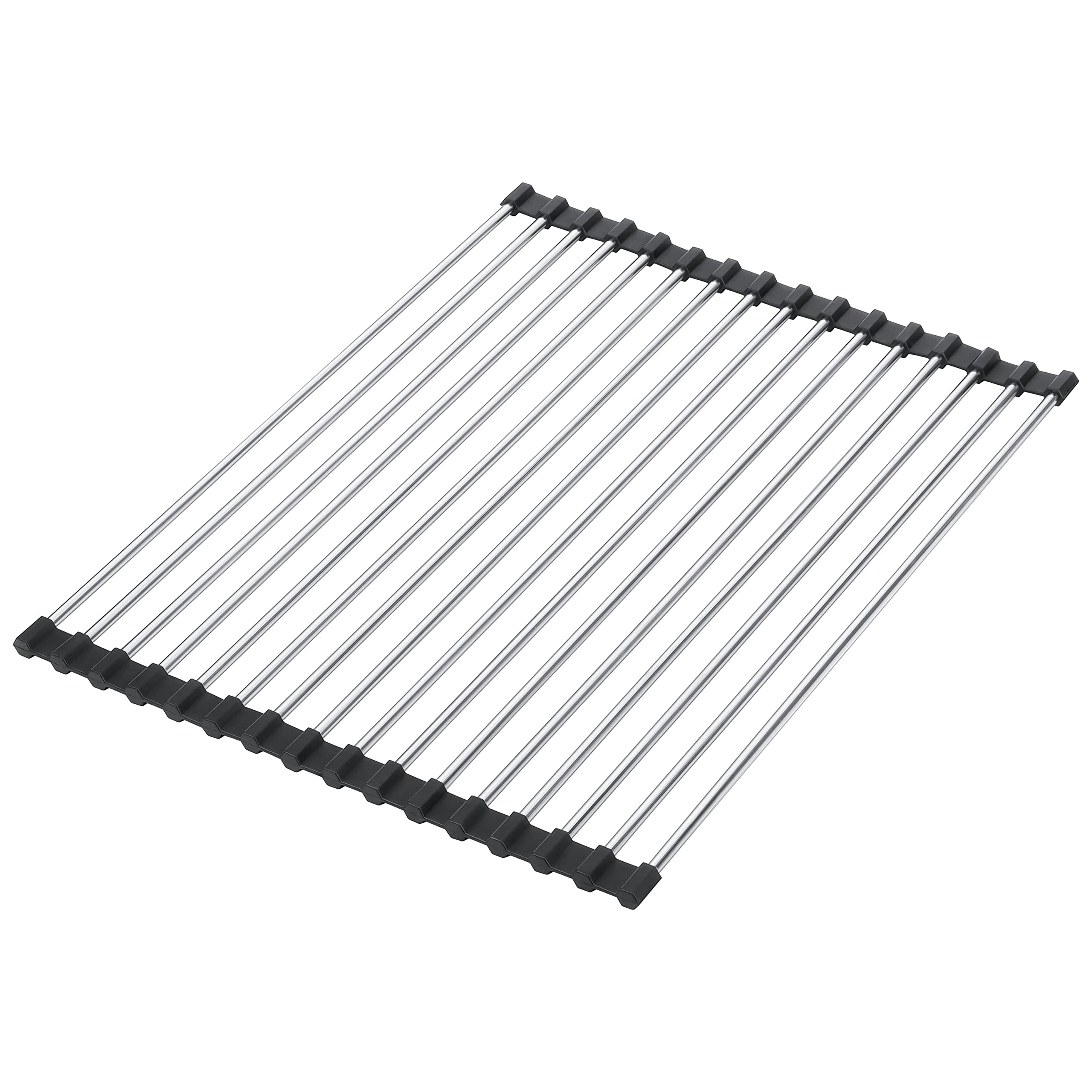 Herogo Roll Up Dish Drying Rack, Stainless Steel Over The Sink Dish Drying Rack for Kitchen Sink, Versatile Kitchen Sink Drying Rack for Kitchen Counter, 16.7” x 12”, Slide-Proof & Heat-Proof