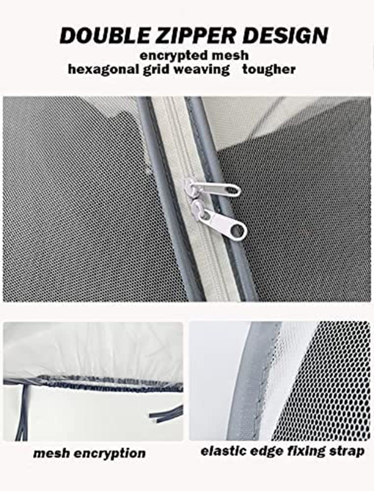 JON Mosquito Netting for Stroller,Easy Installation,Zipper Mesh Mosquito Net,Universial Encrypted Stroller Mosquito Net Black