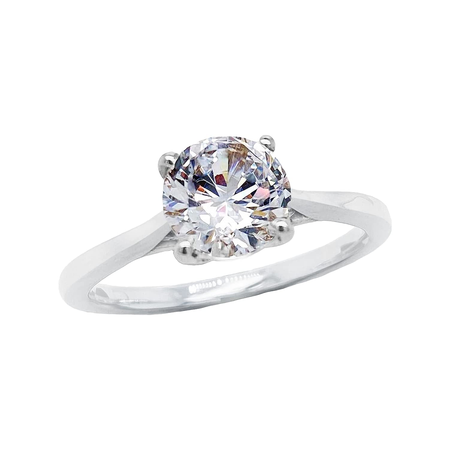 Elegant Sterling Silver Solitaire CZ Engagement Ring (Medium)