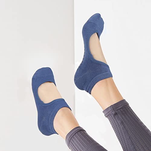 Hicdaw 4 Pairs Yoga Socks Pilates Socks Barre Ballet Socks Non-slip Grip Socks Elastic Workout Socks for Women