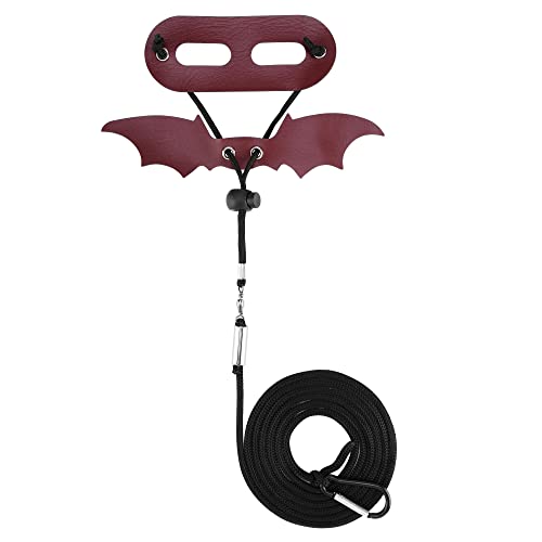 Mogoko Christmas Lizard Leash Bearded Dragon Harness Bat Wing Bowler hat Red Bow Tie Adjustable (S,M,L) Leather Reptile Lizard Leash for Gecko, Iguanas,Lizard Amphibians and Small Pet Animals Brown