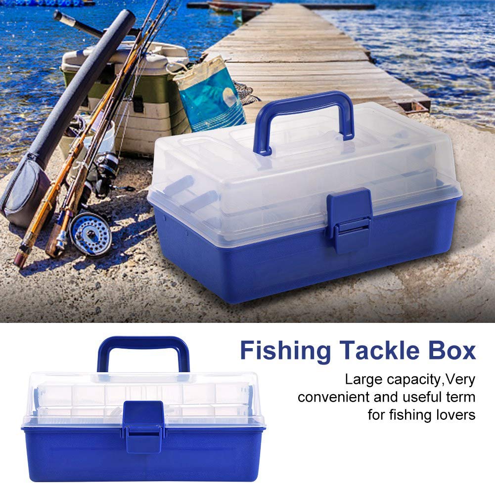 Fishing Tackle Box, Fishing Lures Baits Tackle Box and Lure Kit Portable Organizer with 3 Layers Dividers Large capacity Tool for Lures Hooks