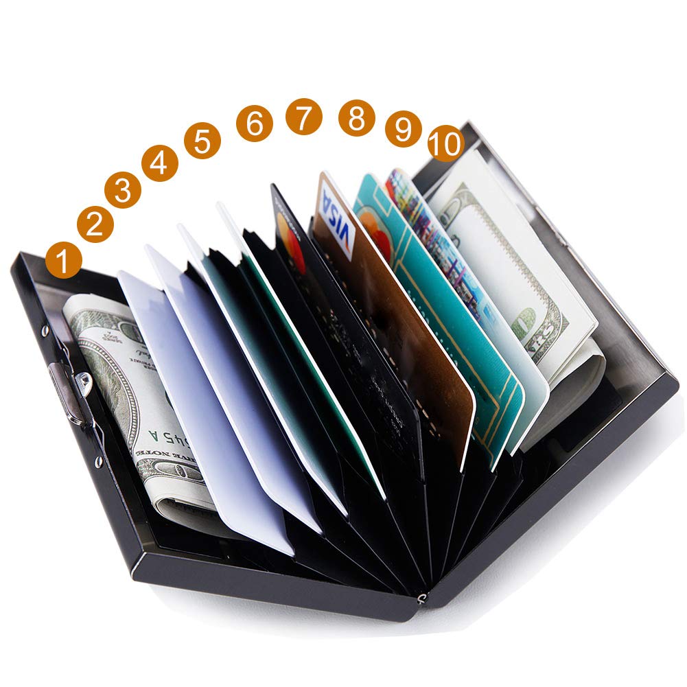 EASTNIGHTS RFID Credit Card Holder Protector Metal Credit Card Wallet Business Card Holder for Men Women Gift Box Package (Black)