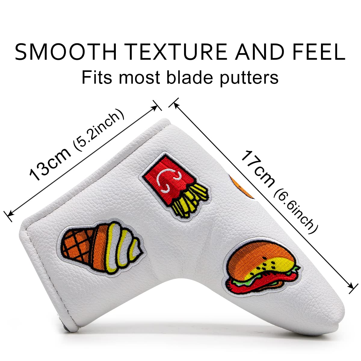 Golf Putter Cover Blade, Hamburger Putter Covers Golf Club Head Covers Putter Headcover for Blade Leather Golf Putter Head Covers with Magnetic for All Brands