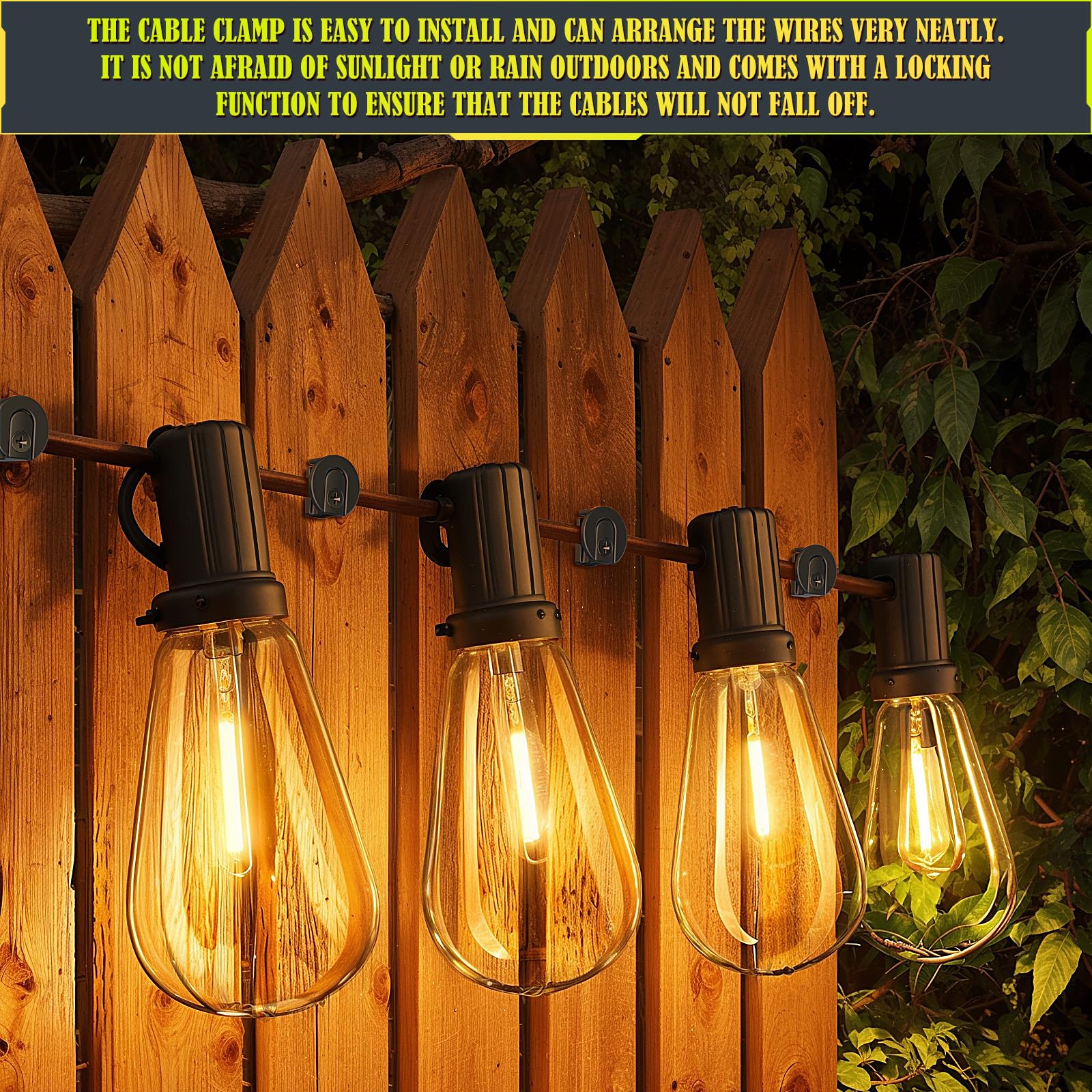 Lewufe Outdoor String Lights Hangers, Christmas Light Clips, Lights Hanger Hooks for Hanging Christmas Light, Fairy Lights, Outdoor Patio Lights, 30 Pack, Black