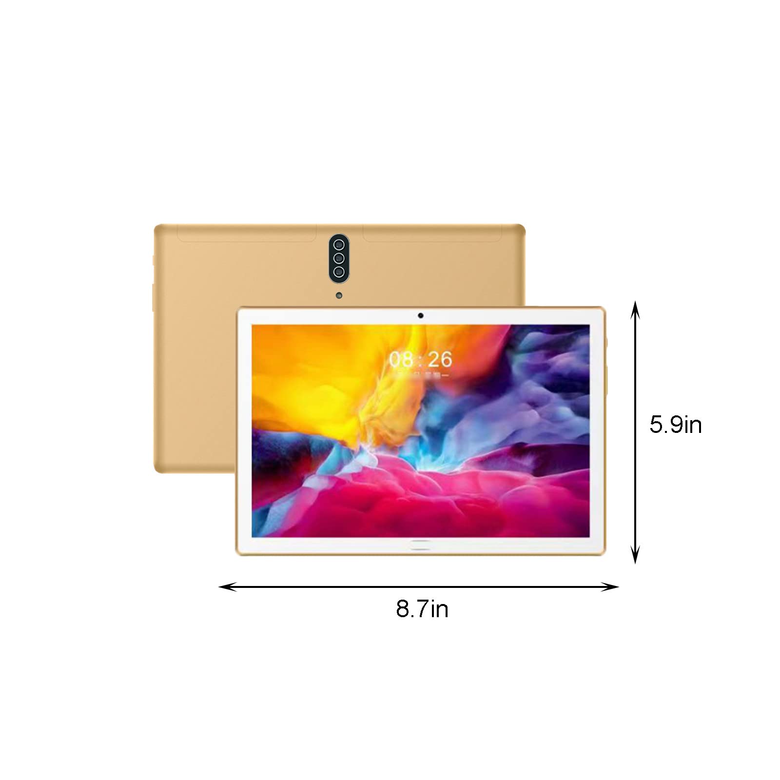 Idoravan Tablet 10 Inch Android Tablets, 16GB ROM 256GB Expand，3800mah Battery, 1GB RAM Tableta, Dual Camera WiFi BT 10.1'' IPS HD Touch Screen, 10IN Tabletas (Gold)