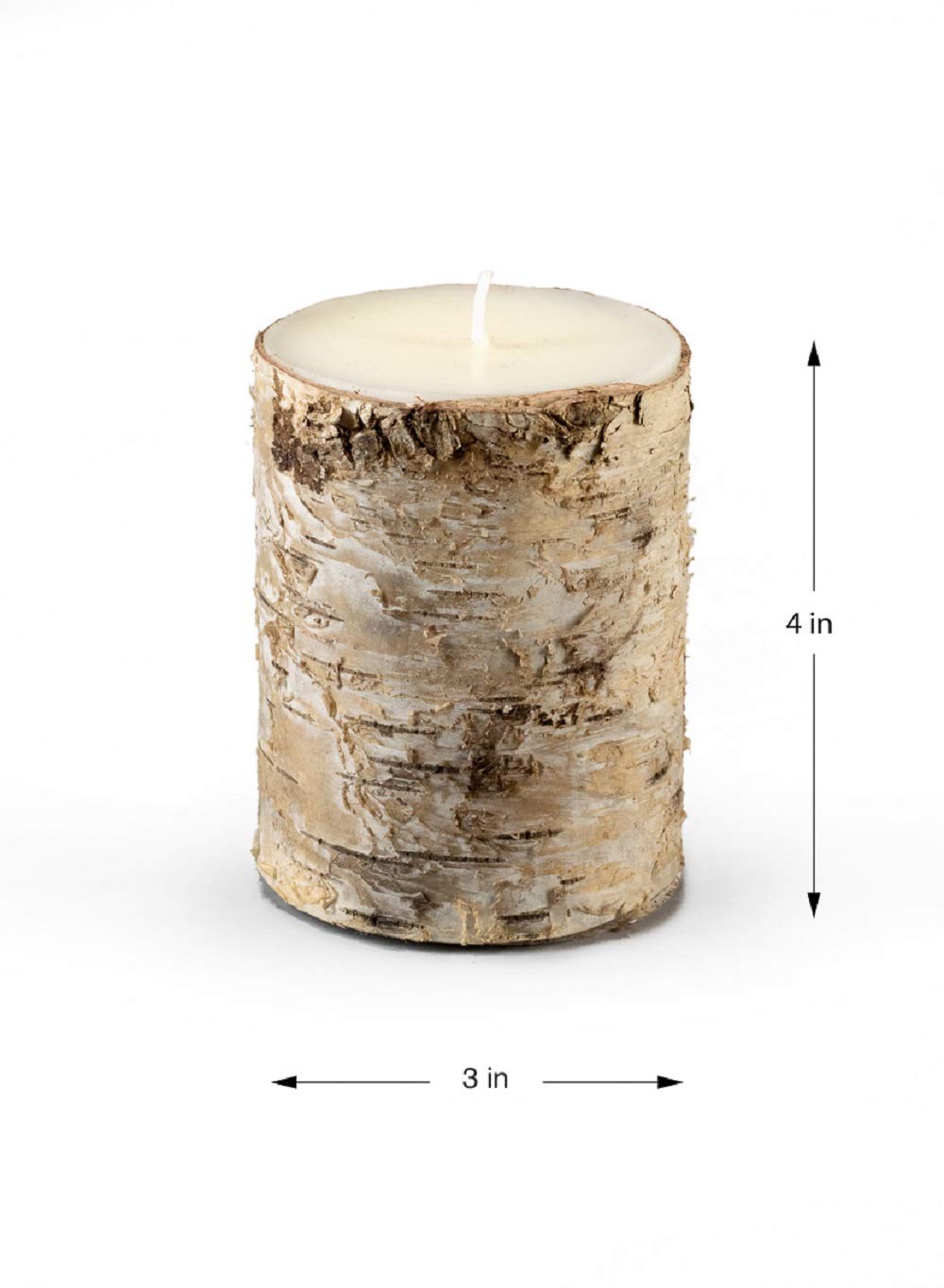 Serene Spaces Living Birch Bark Candle, Small Size, Set of 3 β Pillar Style Candle Brings Nature Indoors, Ideal for Weddings, Parties, Events, Restaurants, Home Decor, 3" in Diameter & 4" Tall