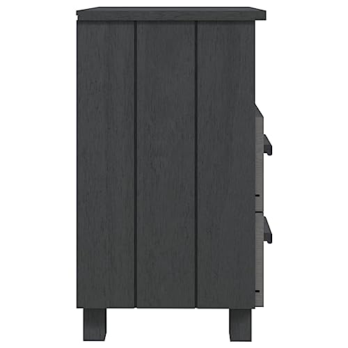 Nightstand 2 pcs with 2 Drawers | Modern End Table Set of 2 for Small Spaces | Wood Side Table for Bedroom | Wooden Bedside Cabinet | Dark Gray Solid Pinewood and MDF 15.7" x 13.8" x 24.4"