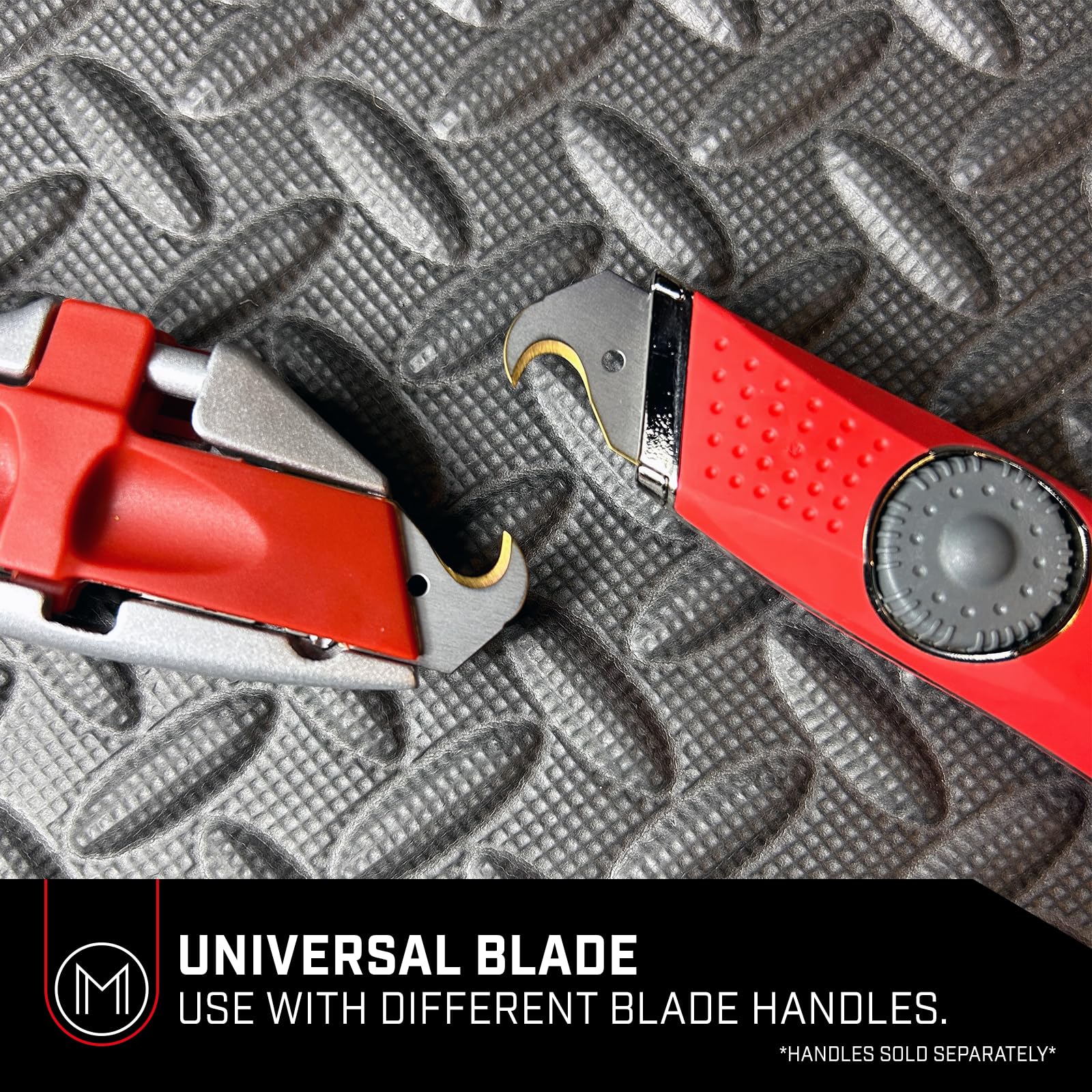 Mozart Universal TiN Hook Utility Blade: RC65 High-Carbon Steel, Titanium Nitride coating. Ideal for roofing, flooring, drywall, and more. Made in Germany. (10 Pack)