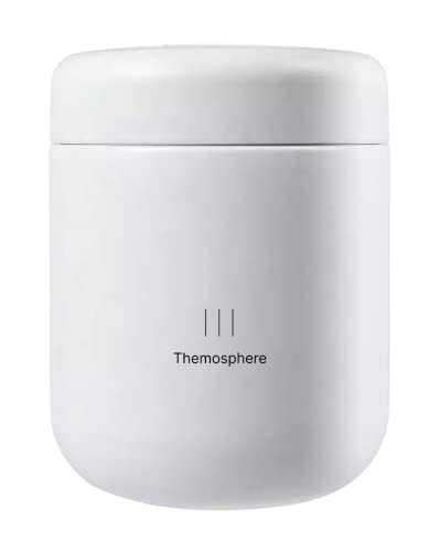Themosphere Insulated Lunch thermos - Supreme Stainless Steel 316 - Hot Food Jar 17.5 oz Bento Lunch BoxKids and AdultSpoon - Leak Proof Hot Cold FoodSchool and Office T1 White 10x10x13cm