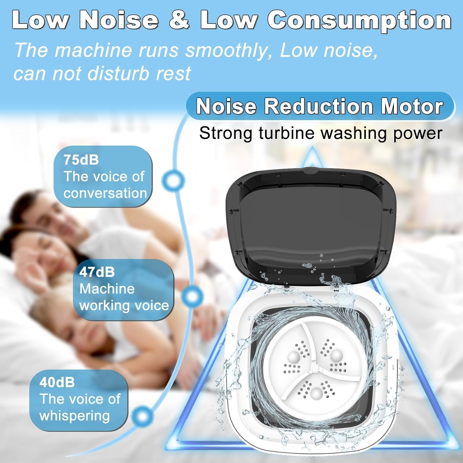 Mini Washing Machine, 10L Portable Washer and Dryer Foldable Washer Machine, Small Washer, Bucket Laundry Machine with Deep Cleaning for Baby Clothe, Underwear, Socks, RV, Grey