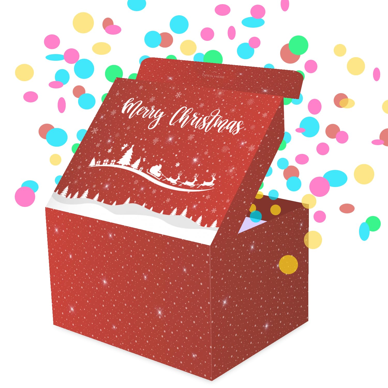 FETTIPOP Christmas Gift Box DIY Exploding Confetti (7.1x5.5x4.3 inches), Surprise Prank Gift Box