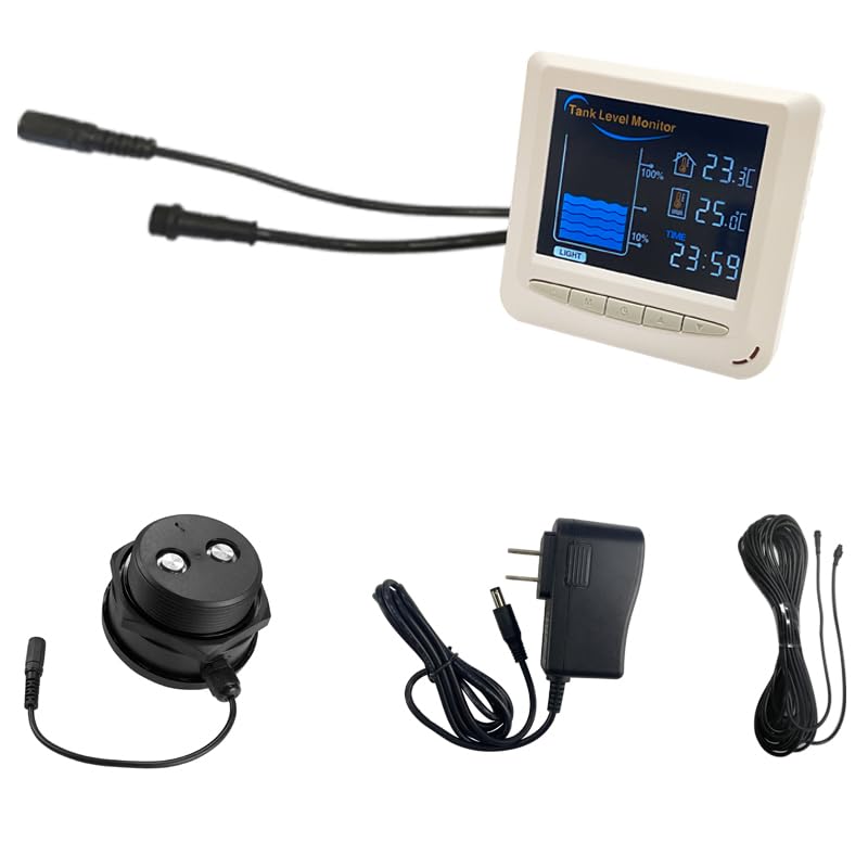 EPTTECH Smart TLC 2101 Remote Ultrasonic Level Controller Liquid Ultrasonic Continuous Detect Water Level Monitor with LCD Display Liquid Depth Leve Water Level Indicator Alarm