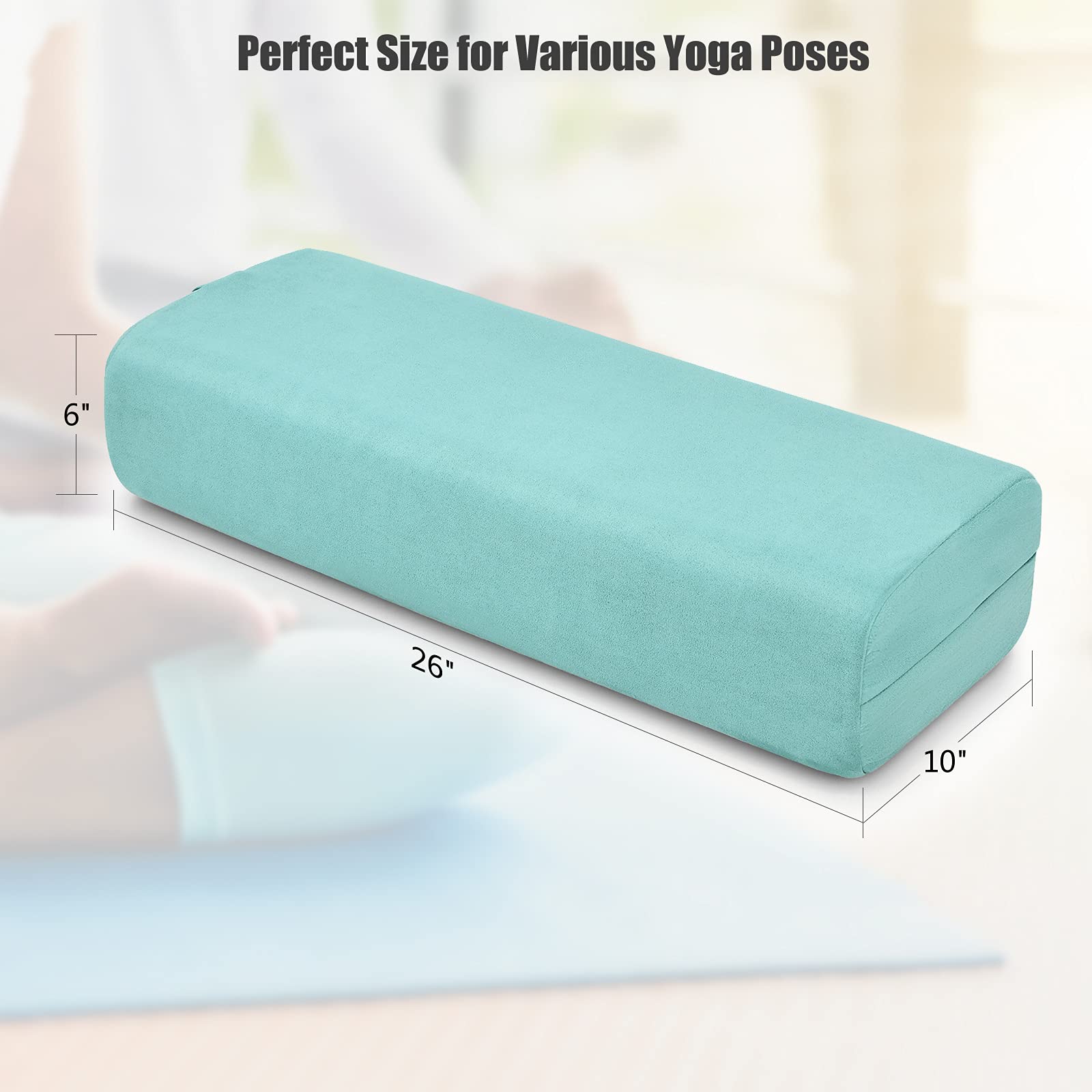 Giantex Yoga Bolster Pillow, with Carry Handle, Removable Machine Washable Soft Suede Pillowcase, Meditation Rectangular Yoga Pillow Perfect for Restorative Yoga