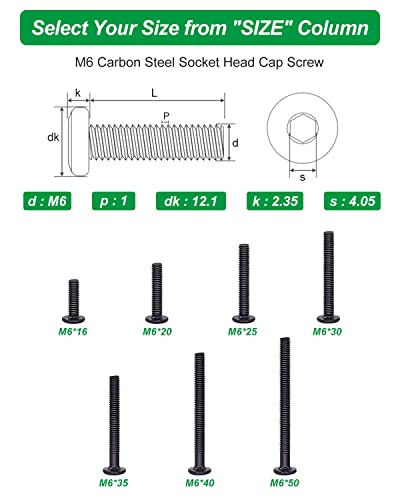 M6 x 40 mm Flat Head Hex Socket Cap Screws Bolts with Allen Wrench, Connector Bolts Screws for Crib, Chairs, and Bed Hardware Replacement,15pcs