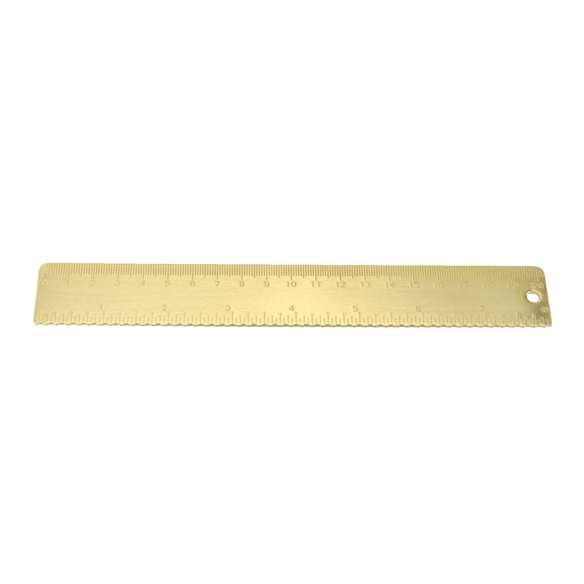 HEVSTIL 20CM Brass Ruler,Thicken Copper Ruler Straight Brass Ruler Copper Straight Ruler Wave Edge Math Ruler for Line Drawing,Gold