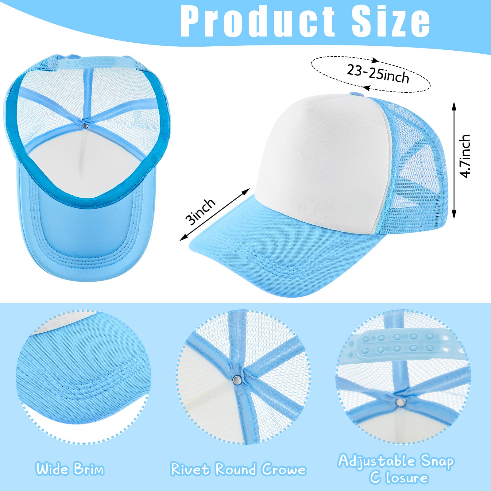 Eurzom 20 Pack Sublimation Blank Mesh Baseball Cap Polyester Mesh Plain Trucker Hat Printing Embroidery Summer Unisex (Black)