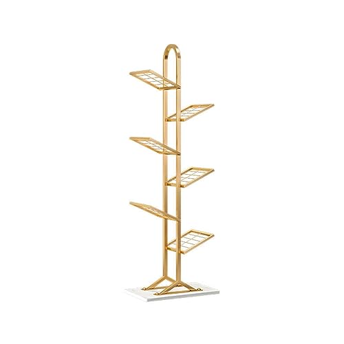 VERAMY 6 Tier Tree Bookshelf Tall Bookshelf Utility Metal Book Shelf Floor Standing Bookcase Storage Rack Narrow Book Shelf Organizer for Bedroom Living Room Study Room (Color : Gold)