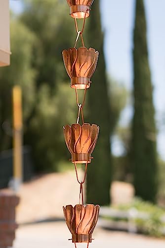 Monarch Rain Chains 14003 Pure Copper Akira Rain Chain, 8-1/2 Feet Length Replacement Downspout for Gutters