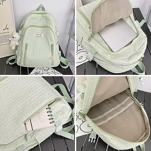 Verdancy Kawaii Backpack for Teens School College Students Travel Aesthetic Bookbag Cute Schoolbag Casual Daypack (Yellow)